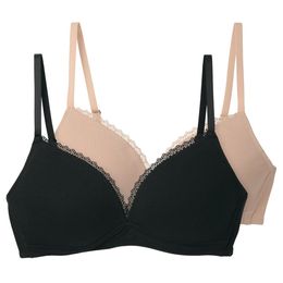 Gina Benotti 2 Damen Soft-BHs mit Spitze