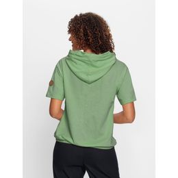 Casual Looks Damen Kapuzensweatshirt, gr&uuml;n, Gr. 54, bedruckt, gemustert, 50% Baumwolle, 50% Polyester, Sweatshirts
