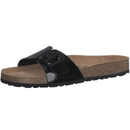 Pantolette Tamaris "CORRA", Damen, Gr. 42, schwarz, Lacklederimitat, gl&auml;nzend, Schuhe Pantolette, Sommerschuh, Schlappen mit verstellbarer Schnalle