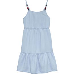 Tommy Hilfiger M&auml;dchen Spaghettikleid "TENCEL STRAP DRESS", blau, Gr. 16, unifarben, Denim/Jeans, Obermaterial: 100% Lyocell, Kleider, Kinder bis 16