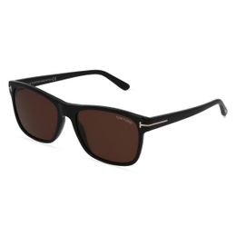 Tom Ford FT0698 GIULIO | Unisex-Sonnenbrille | Fassung: Vollrand, Quadratisch, Kunststoff, Schwarz Gl&auml;nzend | Glasfarbe: Braun