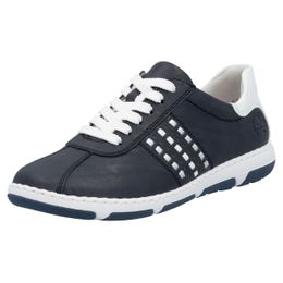 Sneaker Rieker, Damen, Gr. 38, blau (nachtblau, wei&szlig;), Lederimitat, Schuhe Sneaker, Halbschuh, Freizeitschuh, Schn&uuml;rschuh mit gepolstertem Schaftrand, Topseller