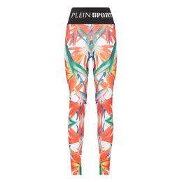 Plein Sport Damen Leggings "Sportleggings", wei&szlig;, Gr. S, Obermaterial: 90% Polyester, 10% Elasthan, Hosen