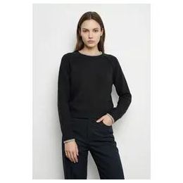 V&eacute;ro Moda Strickpullover VERO MODA "VMAQUARIUS LS O-NECK RAGLAN PULLOVER BF", Damen, Gr. L, schwarz detail:with birch contrast edge, Strick, Obermaterial: 65% Polyester, 13% Nylon, 13% Polyacryl, 6% Wolle, 3% Elasthan, meliert, regular fit normal, Rundhals, Rippb&uuml;ndchen, Pullover Strickpullover