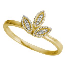 Firetti Damen Fingerring "Schmuck Geschenk Gold 333 Damenring Goldring Bl&auml;tter bicolor", 16, 0,06 P2 = erkennbare Einschl&uuml;sse, Diamanten Gelbgold