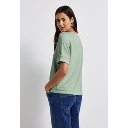 Street One Damen T-Shirt, gr&uuml;n, Gr. 34, unifarben, Stoff, Vorderseite: 99% Polyester, 1% Elasthan. R&uuml;ckseite: 96% Viskose, 4% Elasthan, Shirts, Jersey