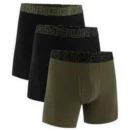 Boxershorts Under Armour "Boxershort UA PERFORMANCE COTTON - SOLID 6 IN 3PK 3er Pack", Herren, Gr. L, bunt (schwarz, gr&uuml;n), Obermaterial: 57% Baumwolle CO. 38% Polyester PES. 5% Elasthan EL., Unterhosen