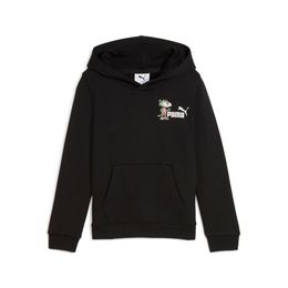 Puma Jungen Kapuzensweatshirt "SUPER HOODIE PS", schwarz, Gr. 122, bedruckt, Sweatware, Obermaterial: 68% Baumwolle, 32% Polyester, Sweatshirts, f&uuml;r