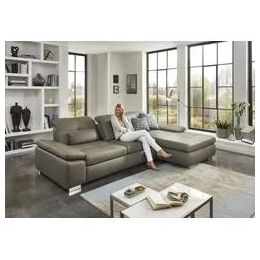 Ecksofa DIE PLANBAR "PN-IN16012 L-Form, Breite 309 cm", grau (torro olive), B:309cm H:85cm T:195cm, Sofas, Ecksofa, inkl. Sitztiefenverstellung, optional mit Kopfteilverstellung