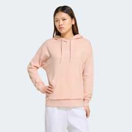 Kapuzensweatshirt adidas Sportswear "ESSENTIALS SMALL LOGO FRENCH TERRY HOODIE", Damen, Gr. L, blush pink, wei&szlig;, Obermaterial: 70% Baumwolle, 30% Polyester, angesetztes B&uuml;ndchen, Sweatshirts