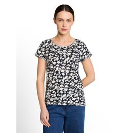 Tom Tailor Damen T-Shirtblau ginkgo minimal, Gr. XS, bedruckt, Jersey, Obermaterial: 100% Baumwolle, Shirts