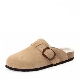 Clog Tamaris, Herren, Gr. 37, taupe, Veloursleder, Basic, Schuhe Clog, Freizeitschuh, Haussschuh zum Schl&uuml;pfen