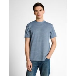 Kurzarmshirt Tom Tailor, Jungen, Gr. L, blau grau grindle stripe, Single Jersey, Obermaterial: 70% Polyester, 30% Baumwolle, geringelt, regular fit h&uuml;ftbedeckend, Rundhals, Shirts, Rundhals in Streifen-Optik