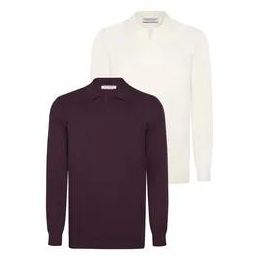 Polokragenpullover FELIX HARDY "Pullover mit Polo-Kragen 2er-Pack", Herren, Gr. XXL, ecru, bordeaux, 100% Baumwolle, Pullover