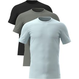Herren T-Shirt "SHORT SLEEVE CREW NECK 3PK", Calvin Klein Underwear, Gr. Mschwarz w sea spray emb, sea spray w, Jersey, Obermaterial: 57% Baumwolle,
