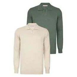 Polokragenpullover FELIX HARDY "Pullover mit Polo-Kragen 2er-Pack", Herren, Gr. XL, beige, gr&uuml;n, 100% Baumwolle, Pullover