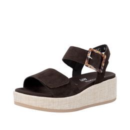 Remonte Damen Plateausandaletten, Gr. 38dunkelbraun, Ziegenveloursleder, unifarben, Schuhe, Sommerschuh, Sandale mit praktischen Klettverschl&uuml;ssen