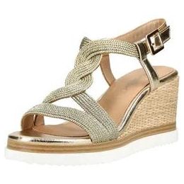 Keilsandalette REGARDE LE CIEL "Regarde Le Ciel Sandalen Leder/Textil", Damen, Gr. 41, gold, Leder, Textil, Schuhe