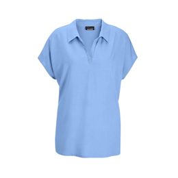 Klassische Bluse GOLDNER "Kurzgr&ouml;&szlig;e Uni Bluse mit Hemdkragen", Damen, Gr. 21, blau (hellblau), Obermaterial: 100% Viskose CV., Basic, gerade, Sonstiges, Blusen, superangenhme fliessende Viskose