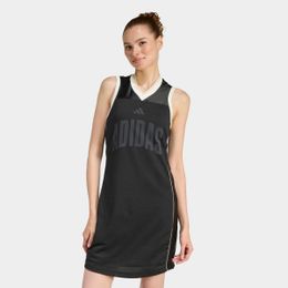 Shirtkleid adidas Sportswear "STADIUM MESH DRESS", Damen, Gr. S, N-Gr, schwarz, crystal linen, sanftes wei&szlig;, Obermaterial: 100% Polyester, Kleider Shirtkleid
