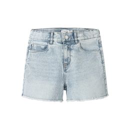 Shorts name it "NKFROSE HW MOM DNM SHORT", M&auml;dchen, Gr. 122, N-Gr, light blau bleached denim, Denim/Jeans, Obermaterial: 80% Baumwolle, 18% Polyester, 2% Elasthan, unifarben, regular fit kurz, Hosen Shorts, Baumwollmischung, ausgefranster Saum, verstellbarer High Waist Bund