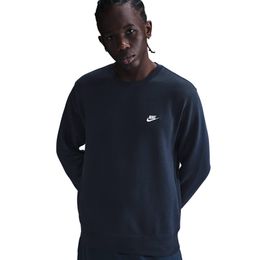 Nike Sportswear Herren Sweatshirt "M NK CLUB BB CREW"obsidian, wei&szlig;, Gr. XL, Jersey, Obermaterial: 80% Baumwolle, 20% Polyester, Sweatshirts,
