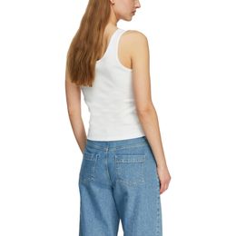 comma, COMMA Damen Ripptanktopwei&szlig;, Gr. 44, unifarben, Feinripp, Obermaterial: 97% Baumwolle, 3% Elasthan, Tops, mit Rippstruktur