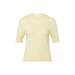 s.Oliver Damen Strickpulloverbutter gelb, Gr. 42, unifarben, Feinstrick, Obermaterial: 72% Viskose, 28% Polyester, Pullover, Halbarm-Strick mit