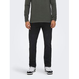 Only & Sons ONLY & SONS Herren Regular-fit-Jeans "ONSWEFT REGULAR MAT DNM NOOS", schwarz, Gr. 31, Abriebeffekte, Denim/Jeans, Obermaterial: 99% Baumwolle, 1%