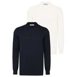 FELIX HARDY Herren Polokragenpullover "Pullover mit Polo-Kragen 2er-Pack", schwarz, Gr. XXL, 100% Baumwolle, Pullover