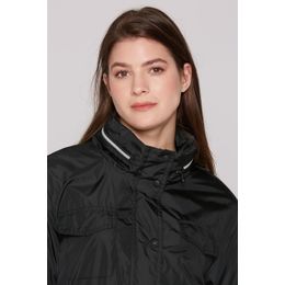 SOCCX Damen Outdoorjacke, schwarz, Gr. M, unifarben, Web, Material: 100% Polyamid, Futter: 100% Polyester, Jacken, mit Stehkragen & Kapuze
