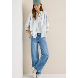 Cecil Damen Hemdbluseraw matcha lime, Gr. XXL, gestreift, Stoff, 65% Polyester, 35% Viskose, Blusen, im Seersucker-Style mit Streifen