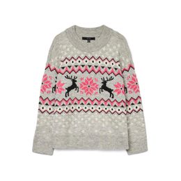 V&eacute;ro Moda VERO MODA Sweater 'VMSantaNordic' female size M Light grey / Pink / Black / White
