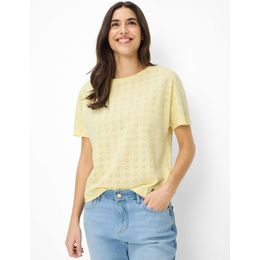Kurzarmshirt Brax "Style CAELEN S", Damen, Gr. 42, gelb, 100% Baumwolle, Rundhals, Shirts