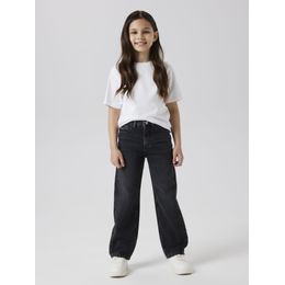 name it M&auml;dchen Straight-Jeans "NKFROSE HW STRAIGHT JEANS 9222-RM NOOS", blau, Gr. 164, Abriebeffekte, Denim/Jeans, Obermaterial: 100% Baumwolle,