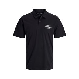 Jack & Jones PlusSize Herren Poloshirt "JJBRANDON POLO SS PLS", schwarz, Gr. 5XL, JACK & JONES PLUSSIZE, bedruckt, Jersey, Obermaterial: 100% Baumwolle, Shirts