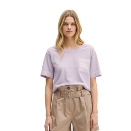 Marc O'Polo T-Shirt MARC O'POLO "mit aufgesetzter Satin-Tasche", Damen, Gr. L, dusty lavender, Obermaterial: 100% Baumwolle, unifarben, Basic, relaxed fit, Rundhals, normaler Saum, Shirts T-Shirt