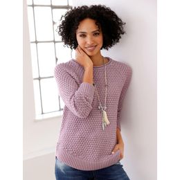 Damen Rundhalspullover "Pullover", lila, Gr. 42, Linea Tesini BY HEINE, unifarben, 100% Polyacryl, Pullover