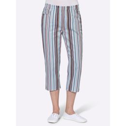 Classic Basics Damen Caprihose, blau, Gr. 46, gemustert, gestreift, mehrfarbig, 100% Baumwolle, Hosen