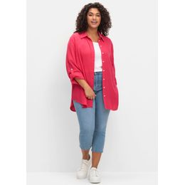 7/8-Jeans sheego, Damen, Gr. 44, Normalgr&ouml;&szlig;en, blau (blau denim), 44% Baumwolle, 36% Viskose, 19% Polyester, 1% Elasthan, unifarben, 7/8-L&auml;nge, Jeans