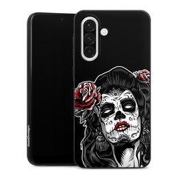 DeinDesign Galaxy A56 5G Handy Silikon H&uuml;lle Case schwarz Handyh&uuml;lle D&iacute;a De Los Muertos Rock 'N' Roll Totenkopf