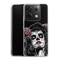 DeinDesign Xiaomi Redmi Note 13 Pro 5G Handy Silikon H&uuml;lle Case transparent Handyh&uuml;lle D&iacute;a De Los Muertos Rock 'N' Roll Totenkopf Silikon Case