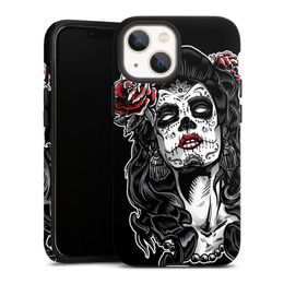 DeinDesign iPhone 13 Mini Handy Panzer Handyh&uuml;lle robuste Outdoor H&uuml;lle Schutzh&uuml;lle matt D&iacute;a De Los Muertos Rock 'N' Roll Totenkopf Tough Case