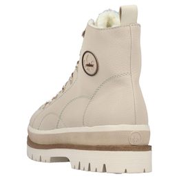 Rieker Damen Winterstiefelette, Gr. 42hellbeige, Lederimitat, Schuhe, Plateauboots, Schn&uuml;rboots, Profilsohle, mit Warmfutter