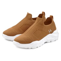 Lascana Damen Sneaker "Slip-On-Sneaker", Gr. 38, braun, Obermaterial: 100% Textilmaterial. Decksohle: 100% Textilmaterial. Futter: 100%