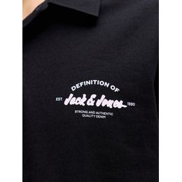 Jack & Jones PlusSize Poloshirt "JJBRANDON POLO SS PLS", Herren, Gr. 5XL, schwarz, Jersey, Obermaterial: 100% Baumwolle, JACK & JONES PLUSSIZE, bedruckt, regular fit, Shirts