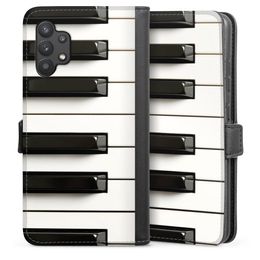 DeinDesign Galaxy A32 4G Handy Klapph&uuml;lle Handyh&uuml;lle aus Kunst Leder schwarz Flip Case Klavier Music Piano Sideflip mit Lasche