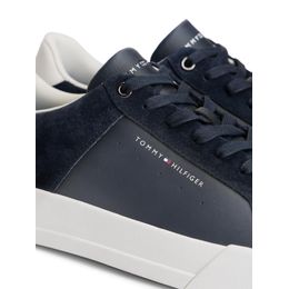 Tommy Hilfiger Herren Sneaker "TH COURT MIX NUBUCK", Gr. 44, blau, Nubukleder, Schuhe, Freizeitschuh, Halbschuh, Schn&uuml;rer mit zwei Logoschriftz&uuml;gen