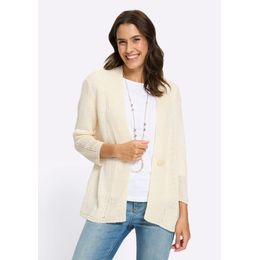 Inspirationen Damen Strickjacke, beige, Gr. 48, unifarben, 100% Polyacryl, Strickjacken