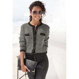 Lascana Strickjacke mehrfarbig Gr. 32/34 f&uuml;r Damen. Mit Rundhals. Figurbetont
